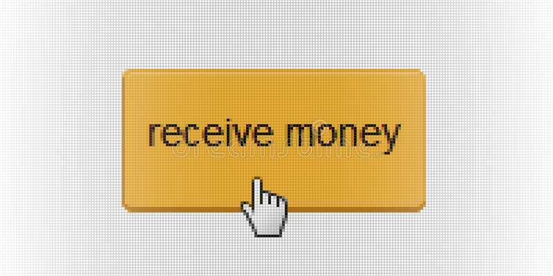 Close Up Hand Cursor and Website Button Receive Money Stock Vector ...