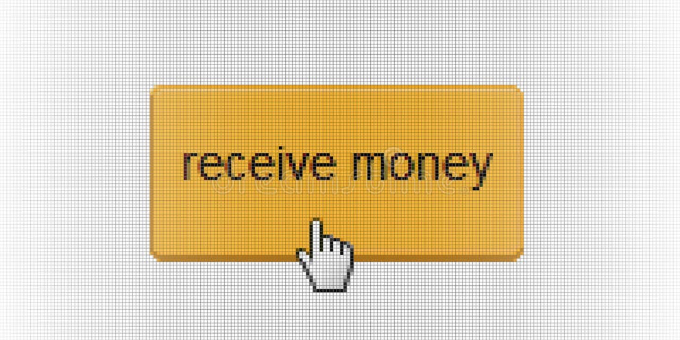 Close Up Hand Cursor and Website Button Receive Money Stock Vector - Illustration of finger ...