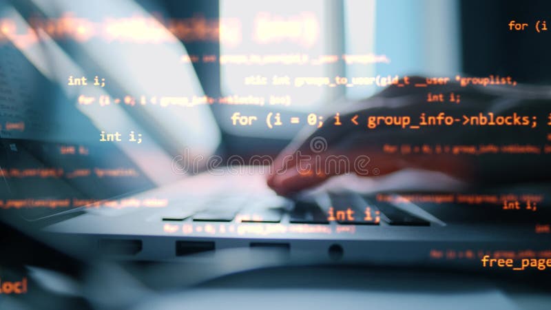 Close Up Hand of Developing Programming and Coding Technologies ...