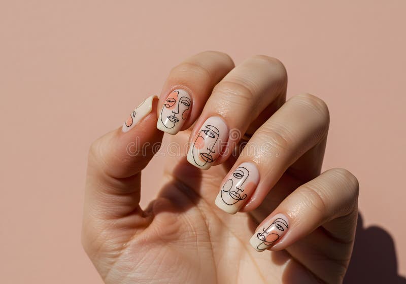 Abstract Face Nail Art Design Stock Illustration - Illustration of ...