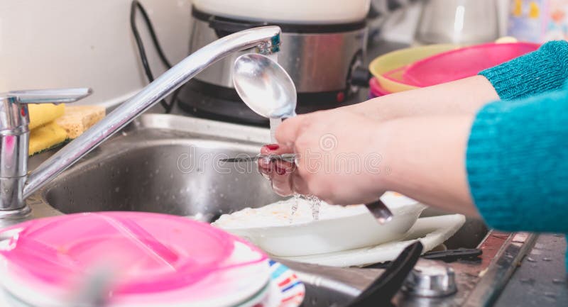 Close Up of the Hand Doing Dishes Stock Photo - Image of full, chores ...