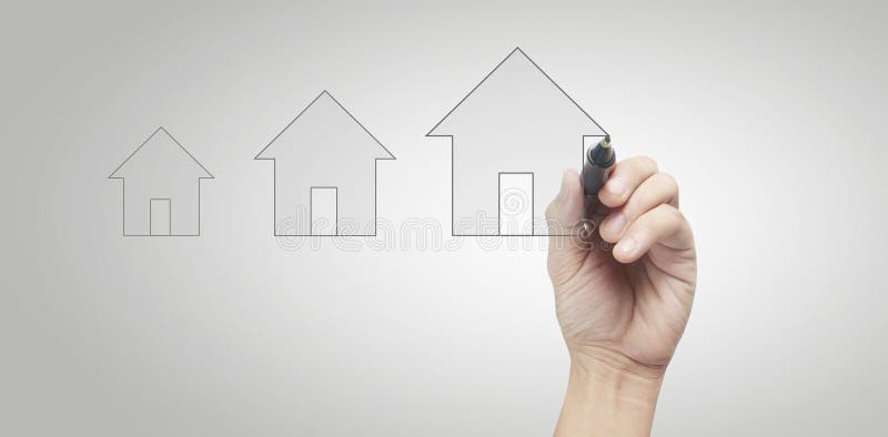 Close Up Hand Drawing House Stock Image - Image of draw, build: 203554019