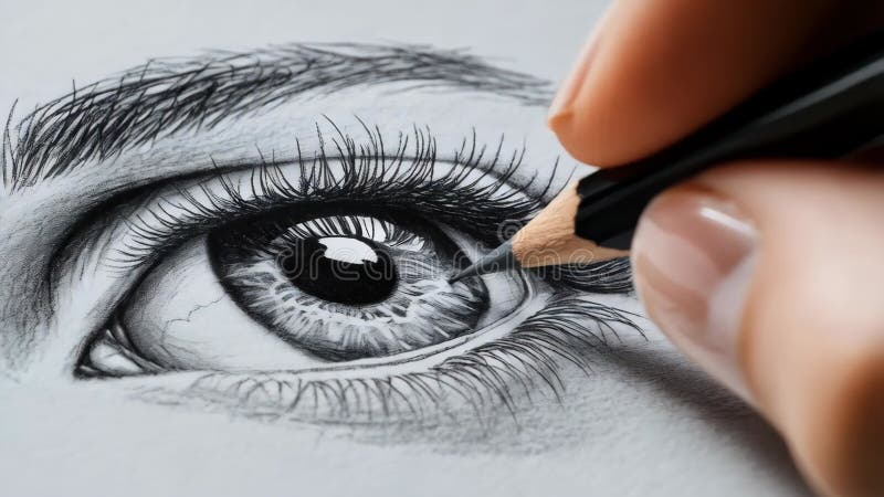 Close Up of Hand Drawing Human Eye with Pencil Stock Video - Video of ...