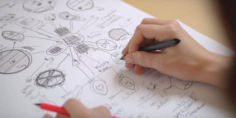A Close-up of a Hand Drawing a Mind Map, Set Against a Creative ...