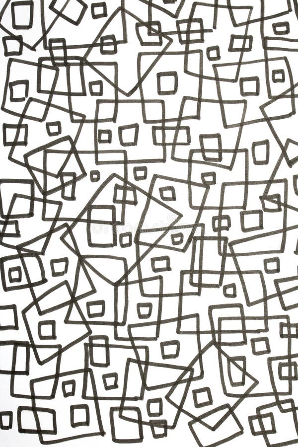 Close Up of Hand Drawn Doodle Pen Triangle Square Black Lines and Waves ...