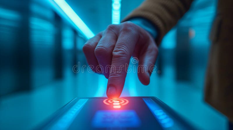 A Close-up of a Hand on Fingerprint Reader, Showcasing Advanced ...