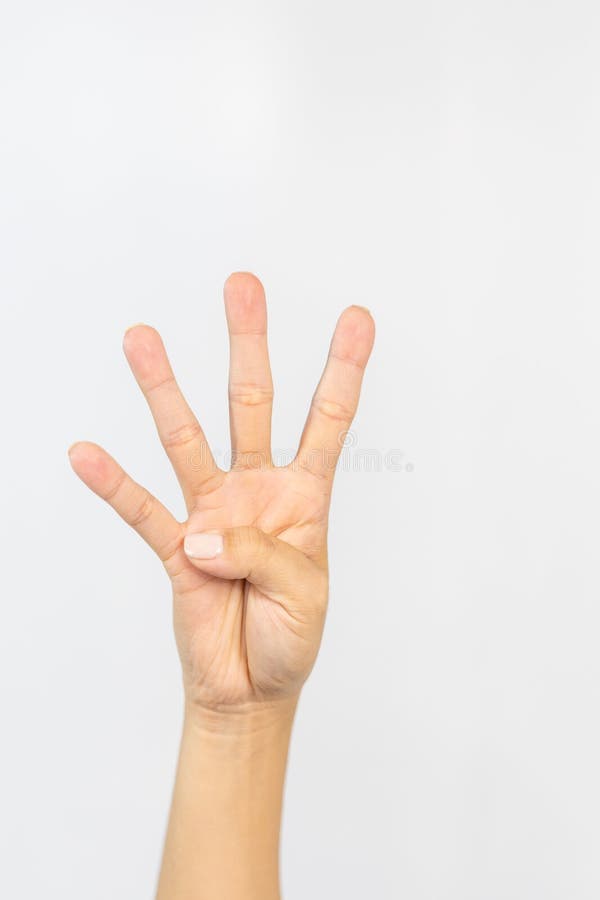 Number Four Gesture: Hand Forming the Number 4 Stock Image - Image of ...