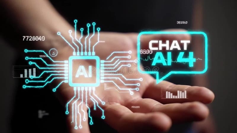 Futuristic Chat Interface with AI Elements and Digital Connectivity in ...