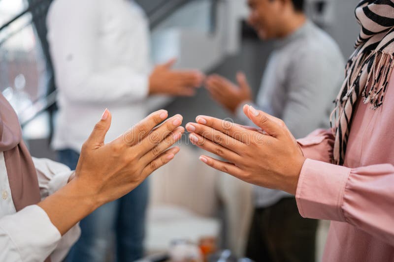 Hand Gesture Forgive Each Other during Eid Celebration Stock Image ...