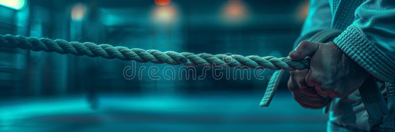 Close-up of Hand Grasping Thick Rope, Symbolizing Strength and ...