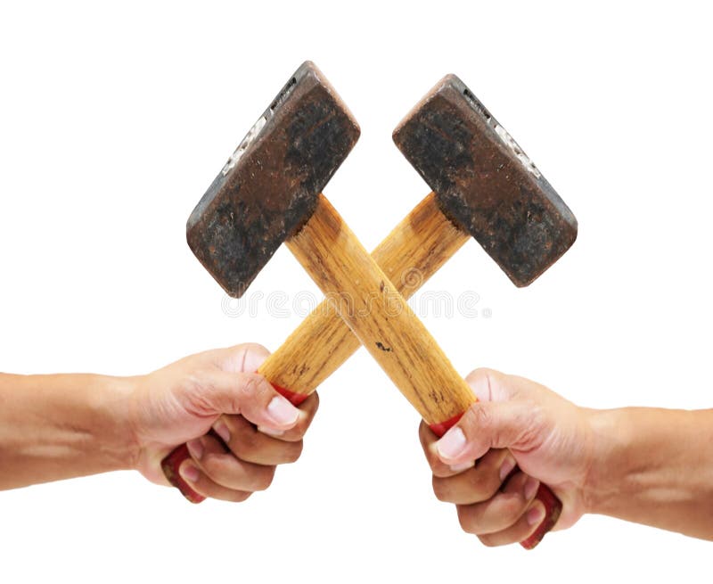 Close Up Hand Holding a Big Hammer Stock Image - Image of hands ...