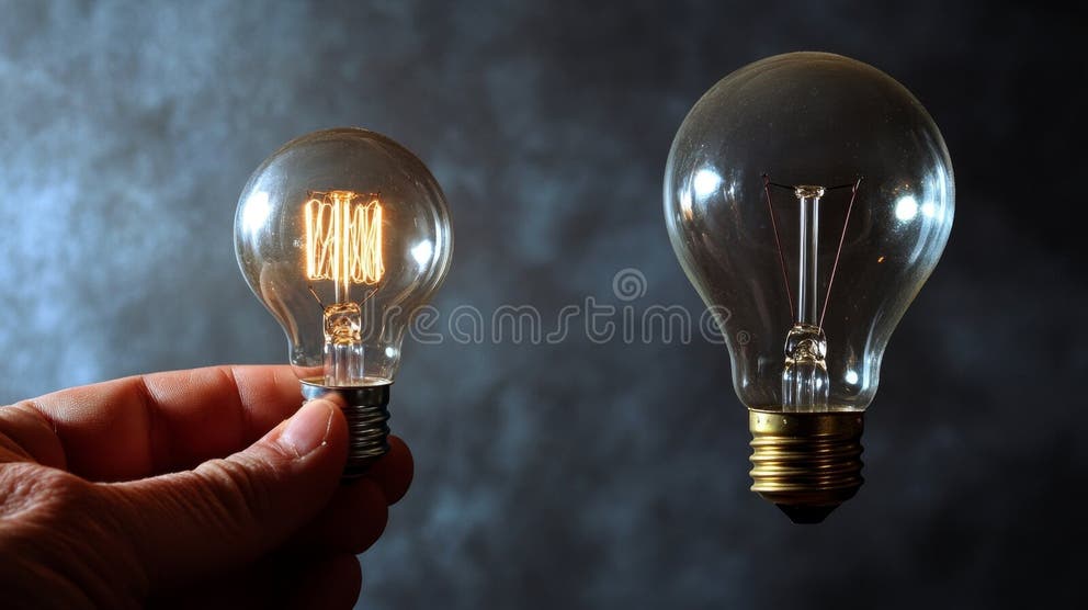 Close Up of Hand Holding Compact LED Light Bulb for Illumination Stock ...