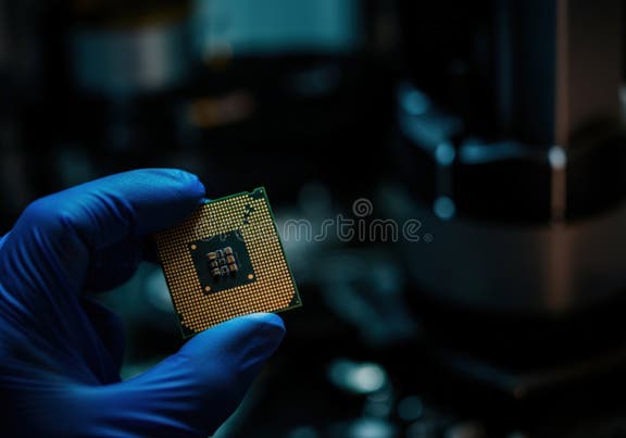 Close-up of a Hand Holding a Computer Processor in a Lab Setting Stock ...