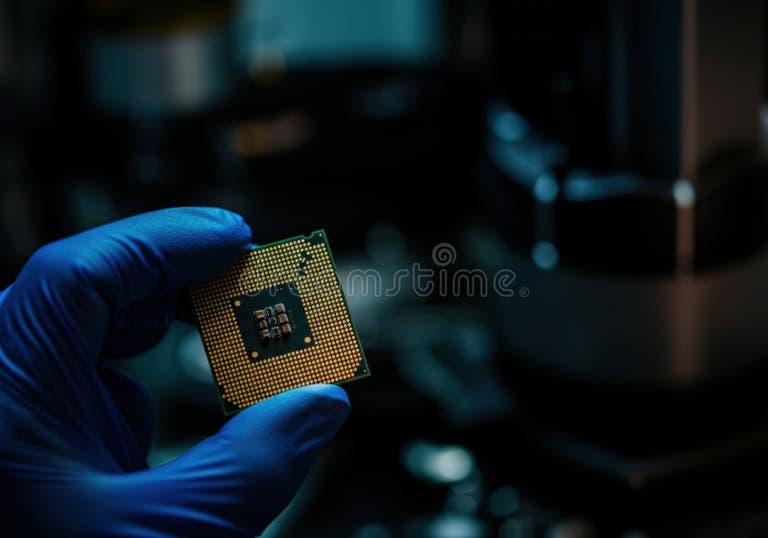 Close-up of a Hand Holding a Computer Processor in a Lab Setting Stock ...