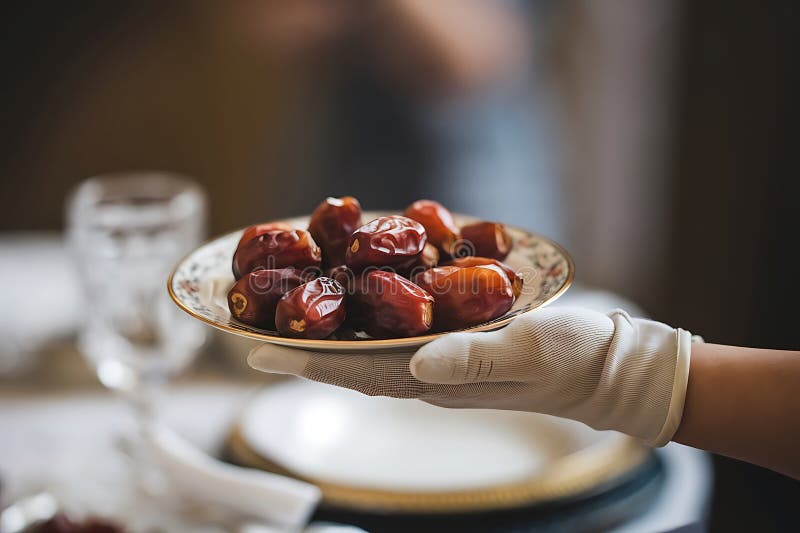 Close-up of a Hand Holding Dates for Breaking Fast Stock Illustration ...
