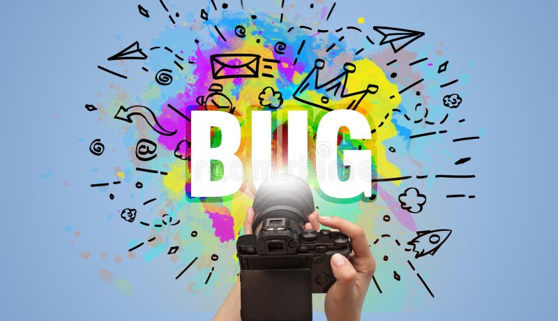 Close-up of a Hand Holding Digital Camera with Abstract Drawing Stock ...