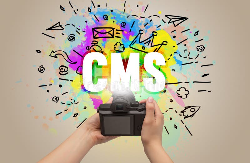 Close-up of a Hand Holding Digital Camera with Abstract Drawing Stock ...