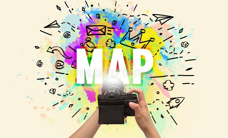 Close-up of a Hand Holding Digital Camera with Abstract Drawing Stock ...