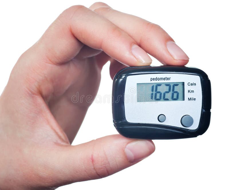 Close-up of Hand Holding Digital Pedometer on Stock Photo - Image of ...