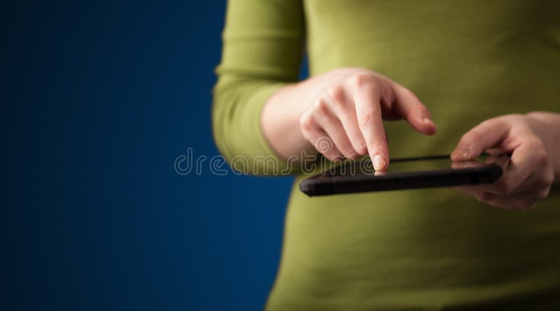 Close Up of Hand Holding Digital Touchpad Tablet Device Stock Photo ...