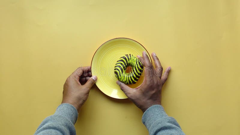 Hand Holding Fresh Donuts Top View Stock Footage - Video of pastry ...