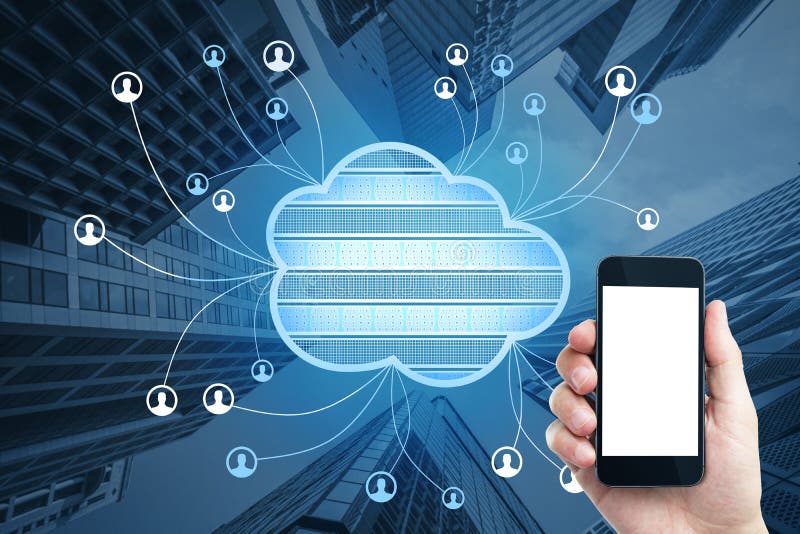 Close Up of Hand Holding Empty White Mock Up Smartphone with Abstract ...