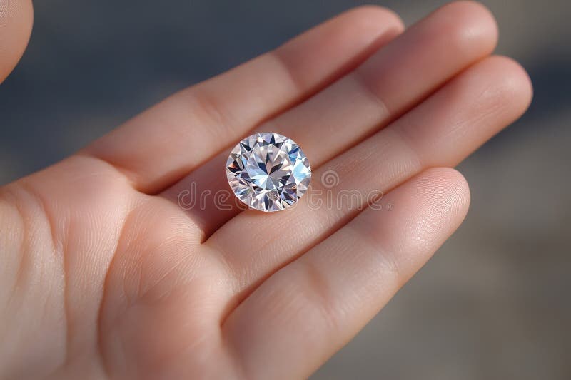 Close-up Hand Holding Large Beautiful Diamond , Neutral Light ...