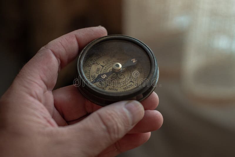Hand Holding Compass stock image. Image of navigational - 190405213