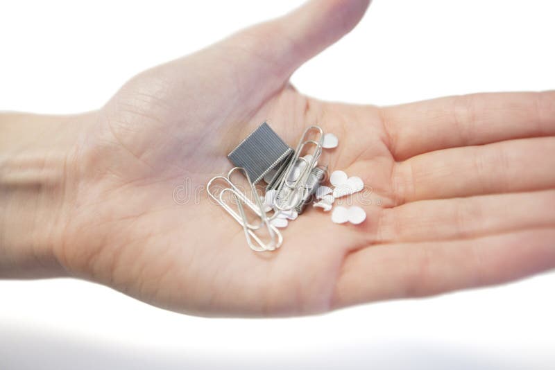 Close-up of Hand Holding Paper Clips Stock Image - Image of objects ...