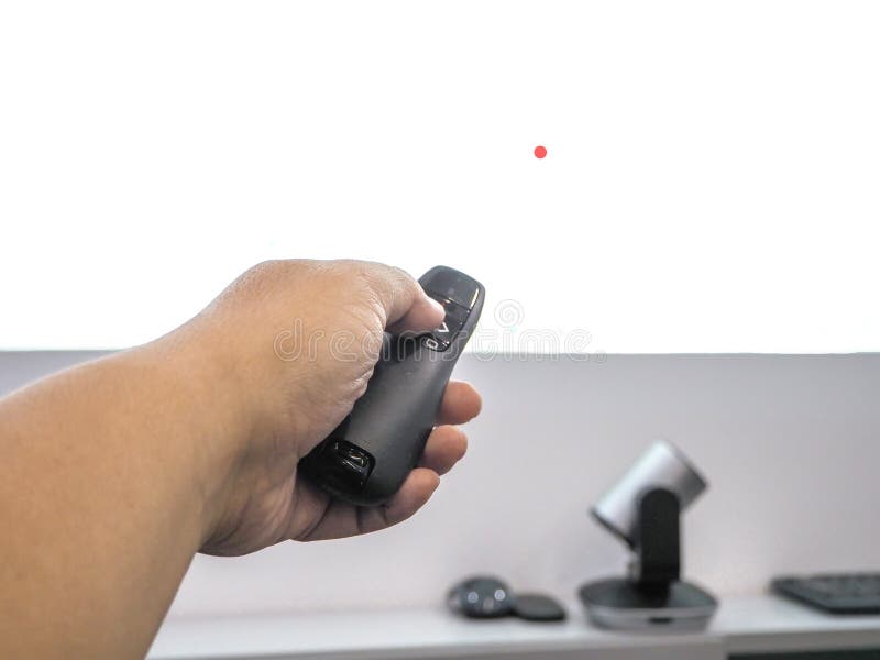 Close Up Hand Holding a Remote Control Slide Presentation Stock Image ...