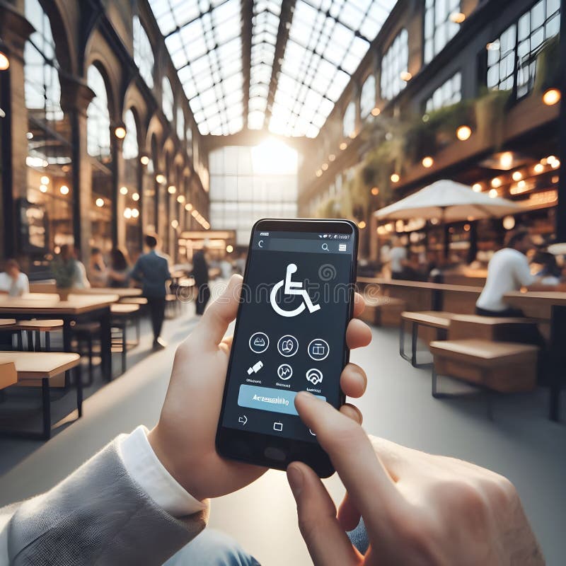 Close-up of a Hand Holding a Smartphone with an Accessibility App Open ...