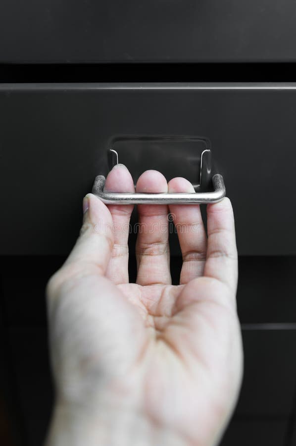 Close Up, Hand is Holding on Stainless Handle Stock Image - Image of ...