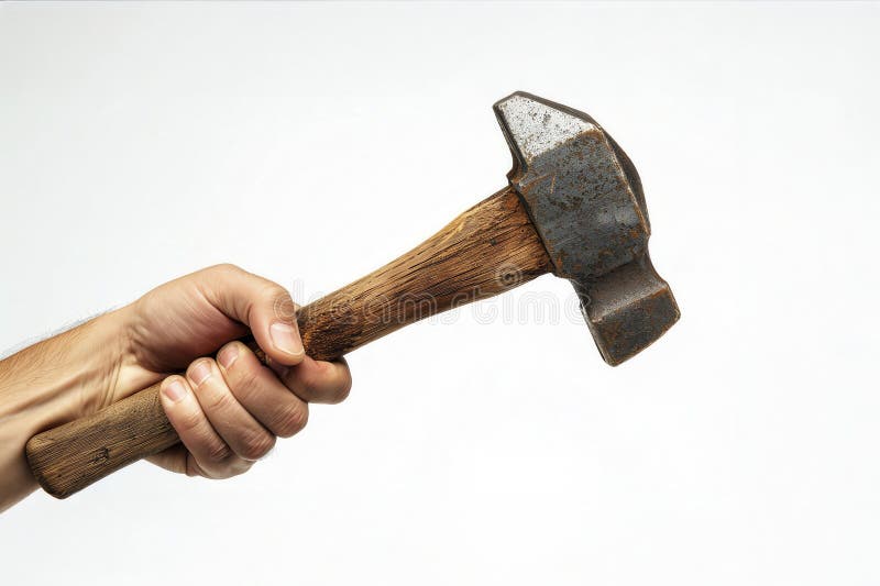 Close-up of a Hand Holding a Sturdy, Worn Stock Illustration ...