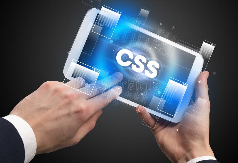 Close-up of a Hand Holding Tablet Stock Image - Image of display ...