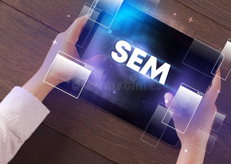 Close-up of a Hand Holding Tablet Stock Image - Image of touch, virtual ...