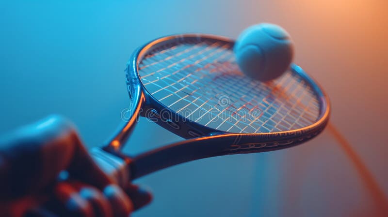 Close-up of a Hand Holding a Tennis Racket Hitting a Ball. Stock Image ...