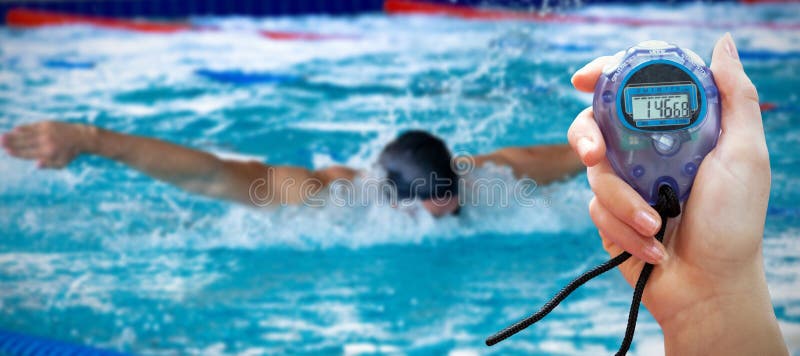 Composite Image of Close Up of a Hand Holding a Timer on a White ...