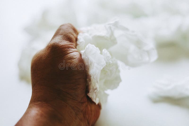 Close-up Hand Holding White Paper Tissue Background Stock Photo - Image ...