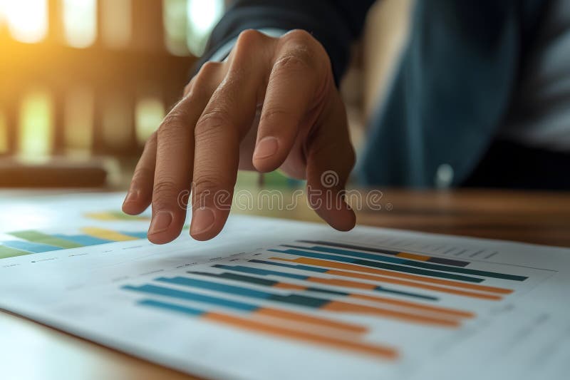 Close-up of a Hand Hovering Over a Bar Graph Stock Illustration ...