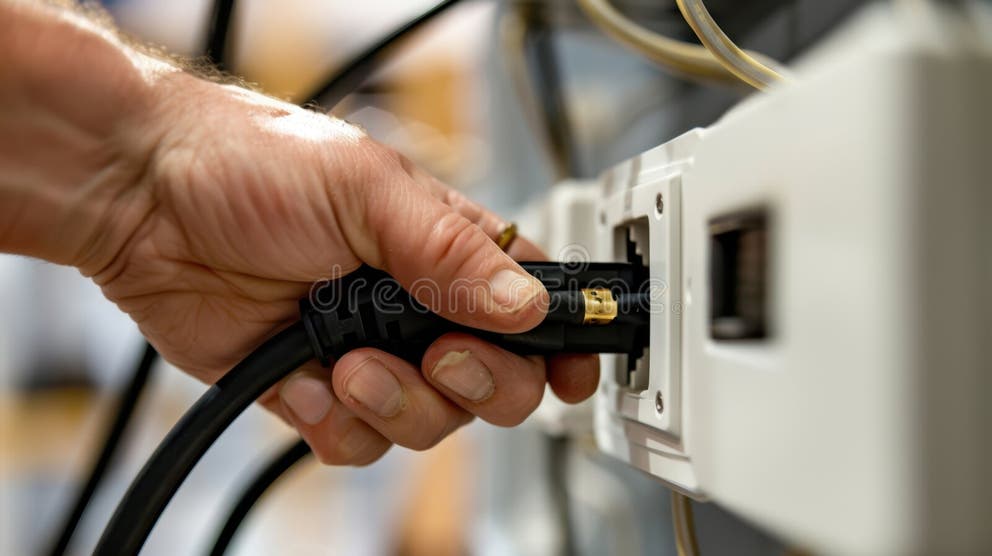 The Hand Inserting Plug.AI Generated Image Stock Photo - Image of ...