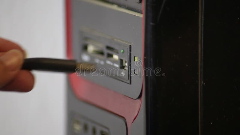 Close Up of Hand Inserting Plugging Data Cable into Usb Port Stock ...