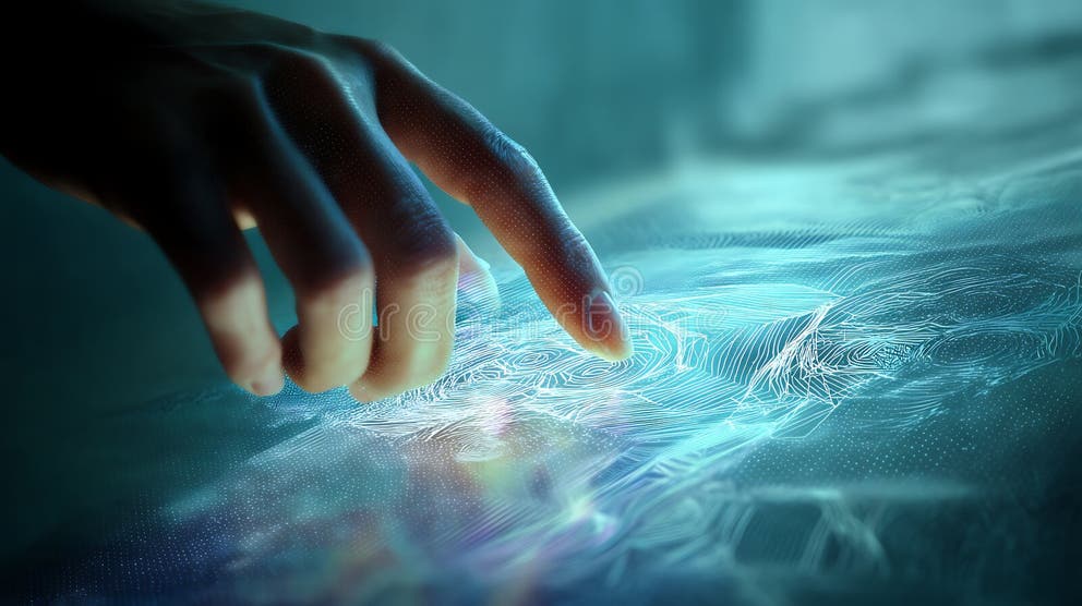 A Close-up of a Hand Interacting with a Digital Interface. the Fingers ...
