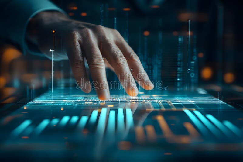 Hand Interacting with Digital Interface on a Tablet Stock Illustration ...