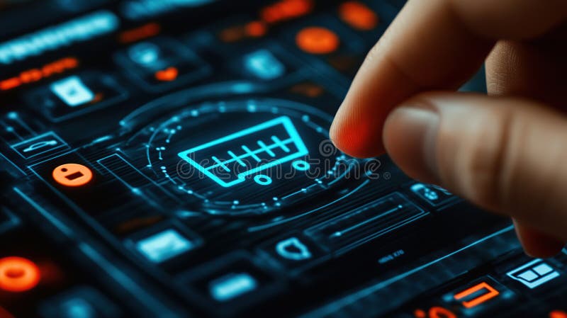 Close-up of a Hand Interacting with a Digital Shopping Cart Interface ...