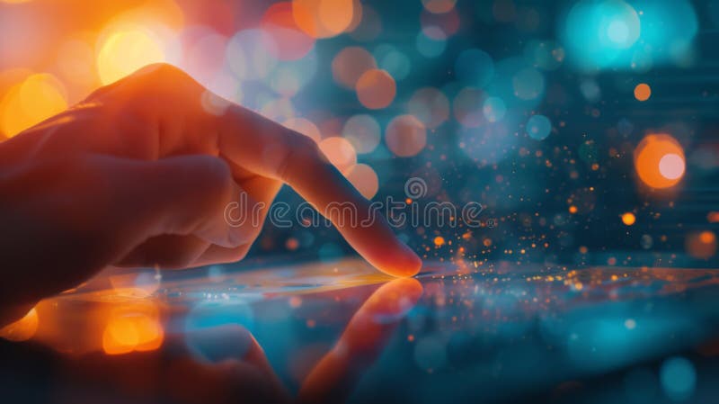 A Close-up of a Hand Interacting with a Digital Tablet, Highlighting ...