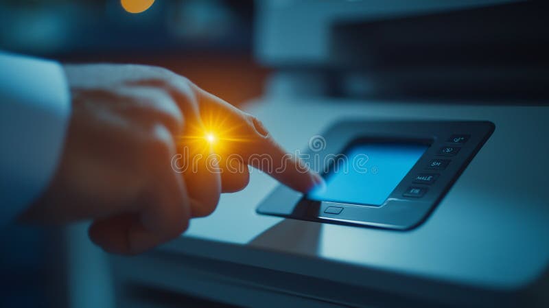 High Tech Office Finger Touching Smart Printer Control Panel AI ...