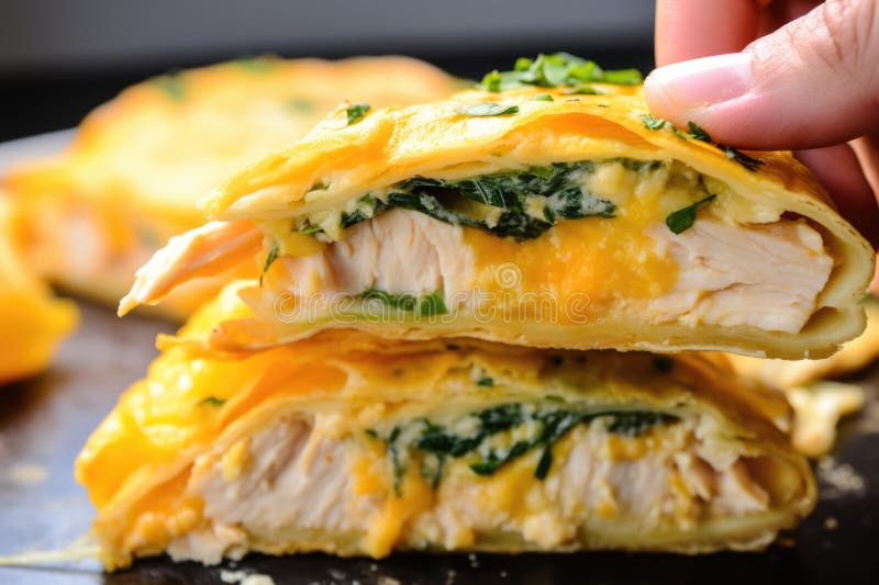 Close-up of Hand Layering Cheese Slice Over the Chicken Stock Photo ...