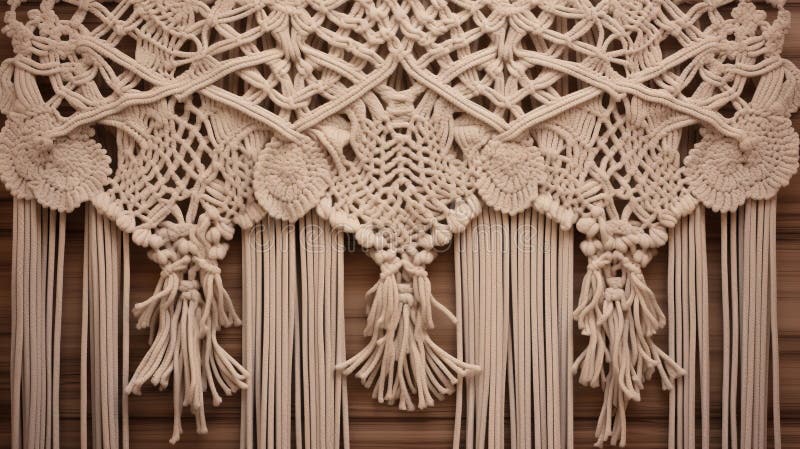 Close-up of Hand Made Macrame Texture Pattern Background Stock Image ...