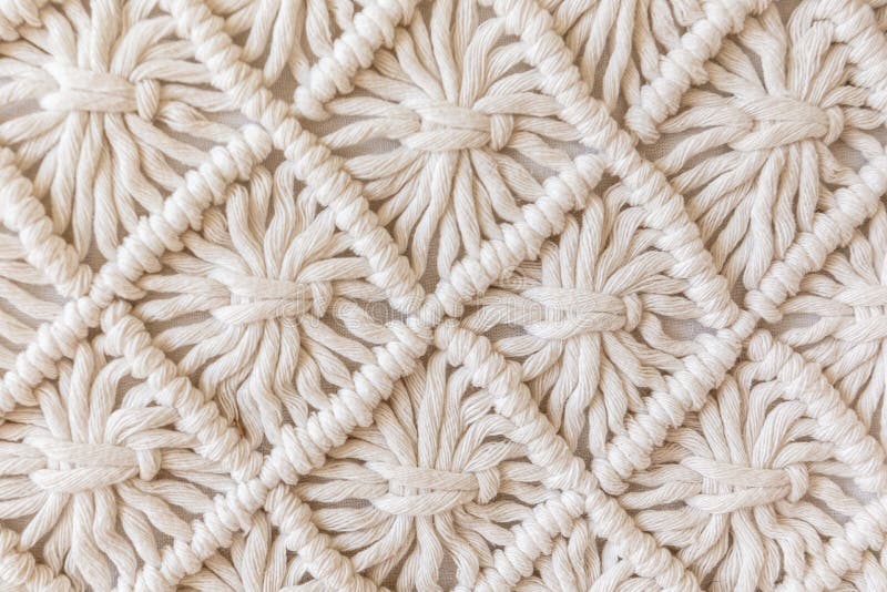 Close-up of Hand Made Macrame Texture Pattern Stock Image - Image of ...
