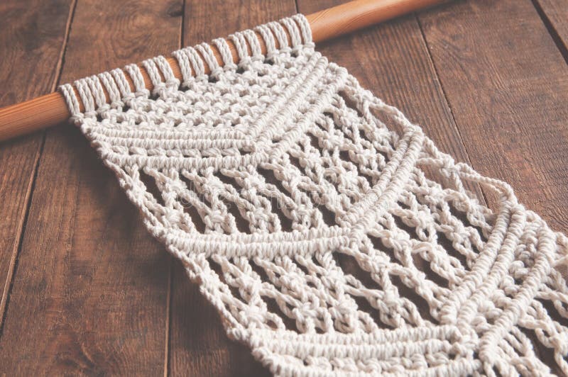 Close-up Hand Made Macrame Texture Pattern. Cotton Cord and Macrame ...
